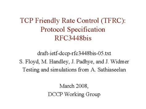 TCP Friendly Rate Control TFRC Protocol Specification RFC