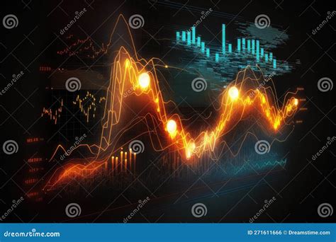 Financial Digital Graphs Glowing Lines And Diagram On Digital Screen Data Analytics For