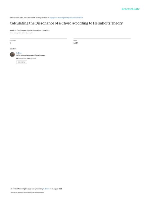 Calculating The Dissonance Of A Chord According To Pdf Acoustics
