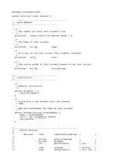 Student Java Package AssignmentLab Public Abstract Class Student Data Members