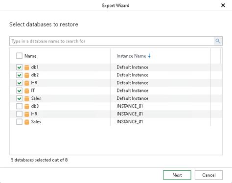 Step 2 Select Databases Veeam Backup Explorers Guide