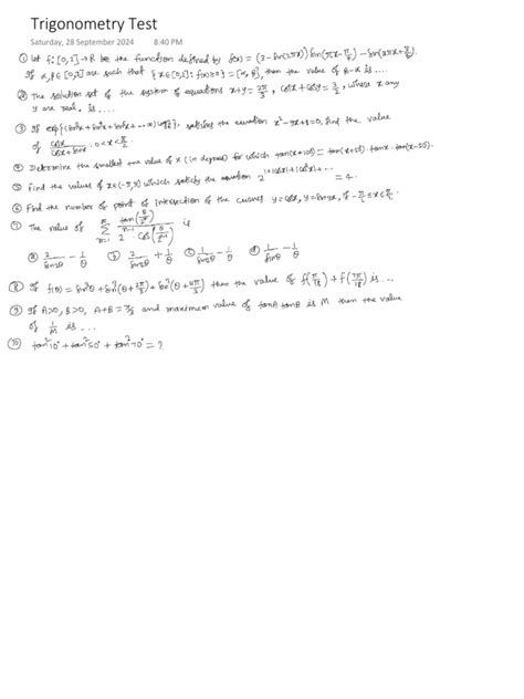 Trigonometry Test Pdf