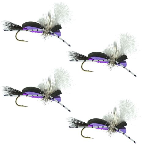 Hippie Stomper Black Purple Foam Body Grasshopper Dry Fly 4 Flies Si Outdoor America