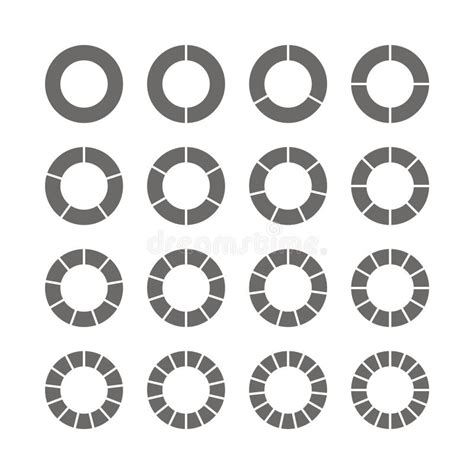 Round Structure Graph Pie Diagram Divided Into Gray Pieces Circular Chart Stock Vector