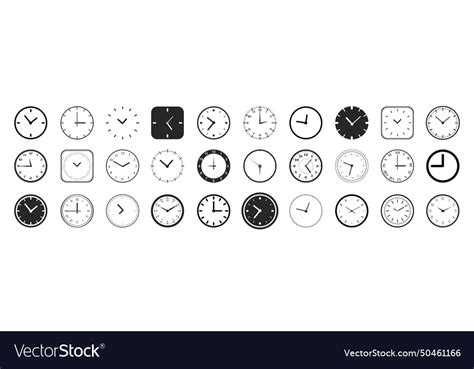 Clock Icon Set Time And Symbol Collection Vector Image
