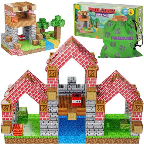 마인크래프트 테마 픽셀 큐브 마그네틱 블록 월드 팩 에디션 Stem 스태킹 피젯 빌딩딜리몰