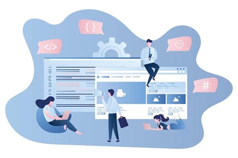 Premium Vector Software Or App Development Frontend And Backend Programmers And Business