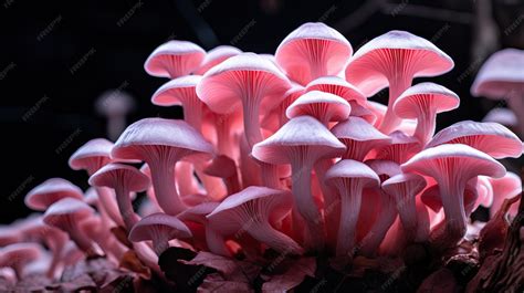 Premium Ai Image Close Up Of Beautiful Pink Mushroom With Black