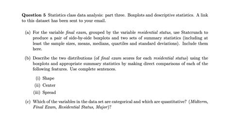 Question 5 ﻿statistics Class Data Analysis Part