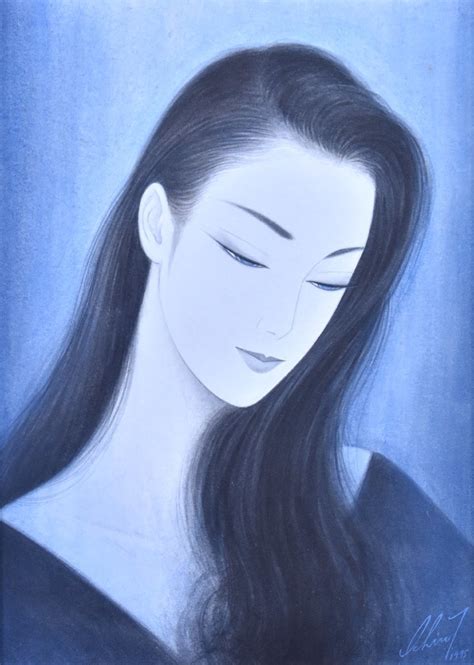 Yahoo オークション 真作保証 鶴田一郎 うつむく人 水彩6号