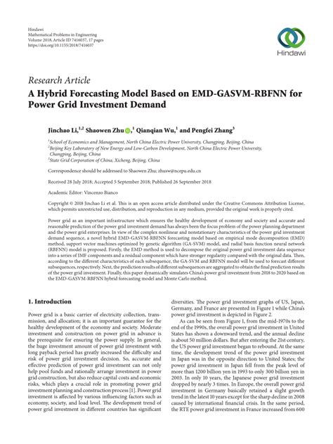 Pdf A Hybrid Forecasting Model Based On Emd Gasvm Rbfnn For Power Grid Investment Demand