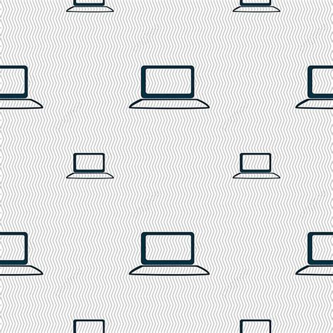Geometric Textured Seamless Pattern Featuring A Laptop Icon With Graph Symbol And Monitoring