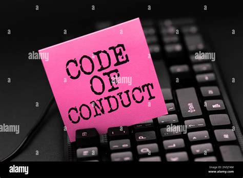 Sign Displaying Code Of Conduct Internet Concept Ethics Rules Moral Codes Ethical Principles