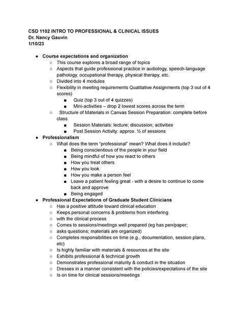Issues In CSD Lecture Notes On Professionalism CSD INTRO TO PROFESSIONAL CLINICAL Studocu