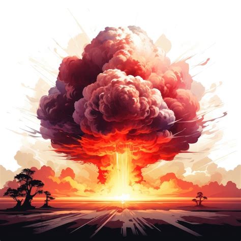 Premium Ai Image Atomic Blast Minimalist Vector Illustration Of A