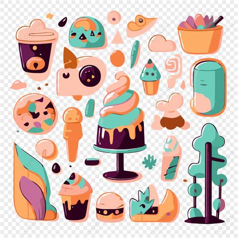 각종 만화 아이스크림 벡터제품미학클립 아트 Png 일러스트 무료 다운로드 Lovepik