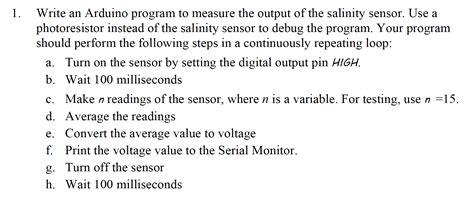 Solved Write An Arduino Program To Measure The Output Of The Chegg Com