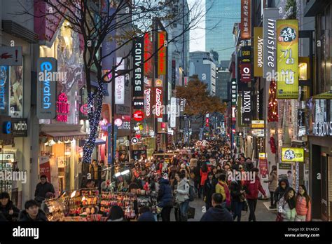 Korea Asia Myeongdong Seoul Busy City Colourful District