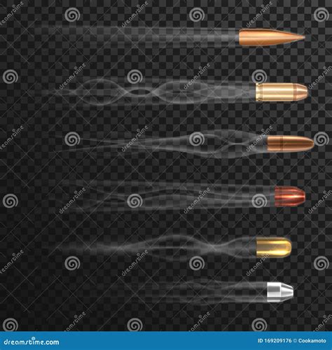 Realistic Flying Bullet Fired Bullets In Motion With Smoke Trace