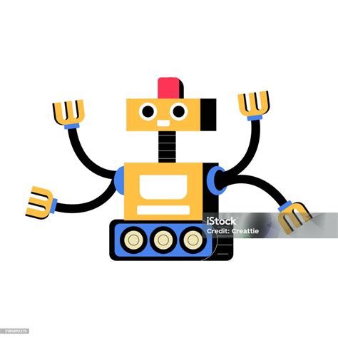 Multi Armed Robot In Flat Vector Illustration Symbolizing Ai Taking Jobs And Automation In