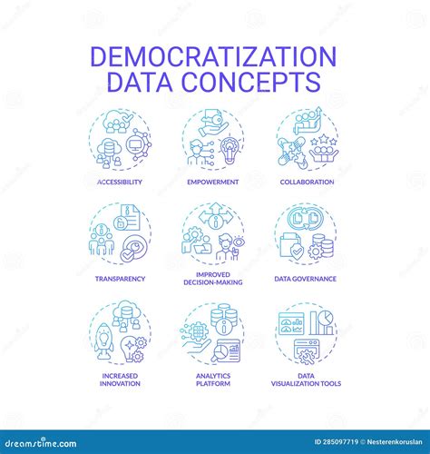 Gradient Icons For Data Democratization Concepts Stock Vector Illustration Of Business Design