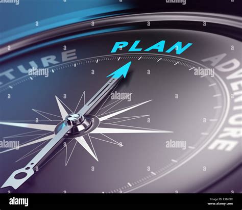 Compass Needle Pointing The Word Plan Over Black Background Concept