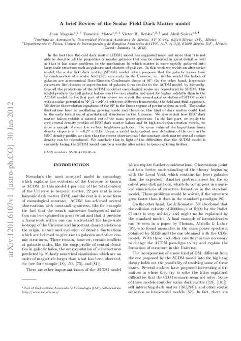 Pdf A Brief Review Of The Scalar Field Dark Matter Model