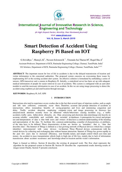 PDF Smart Detection Of Accident Using Raspberry Pi Based On IOT