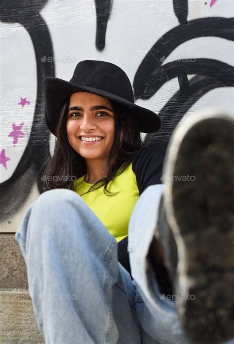 Portrait Of Young Teenage Girl Smiling Playing Fooling Around Blocking
