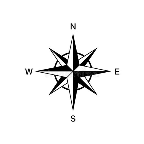 A Minimalistic Black And White Compass Rose Design On A White