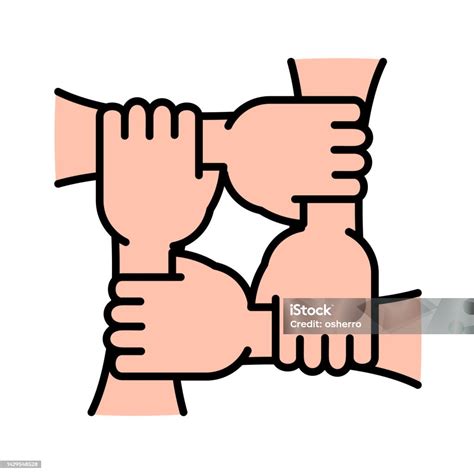 Four Hands Holding Each Other Arm Icon People Connected By Hands