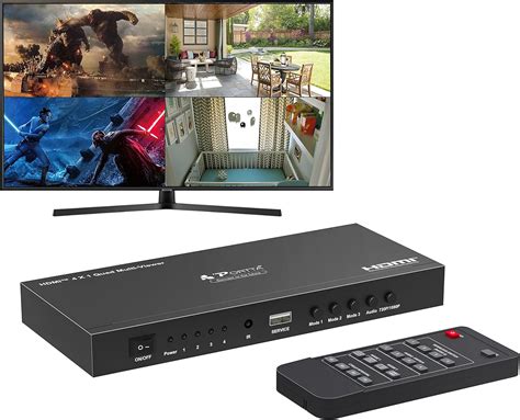 HDMI Multiviewer Switch 4x1 PORTTA HDMI Quad Multi Viewer Seamless Switcher 4 In 1 Out With