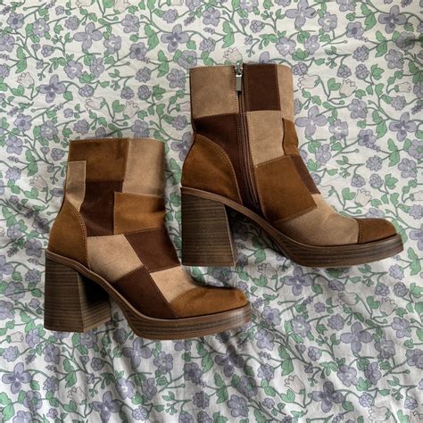 Brown Patchwork Boots Size 10 Only Worn Depop