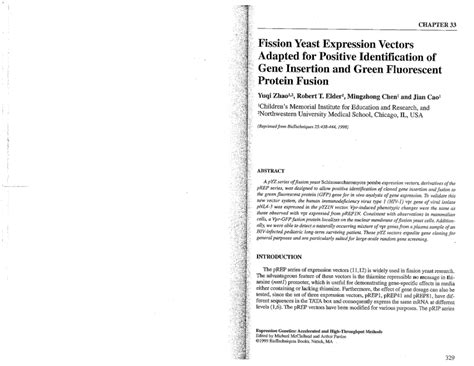 Pdf Update On Fission Yeast Expression Vectors Adapted For Positive