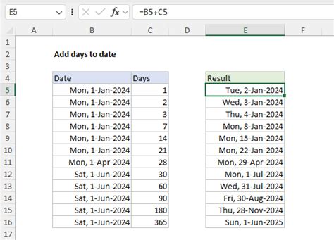 Add Days To Date Excel Formula Exceljet