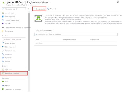 démarrage rapide créer un registre de schémas azure event hubs