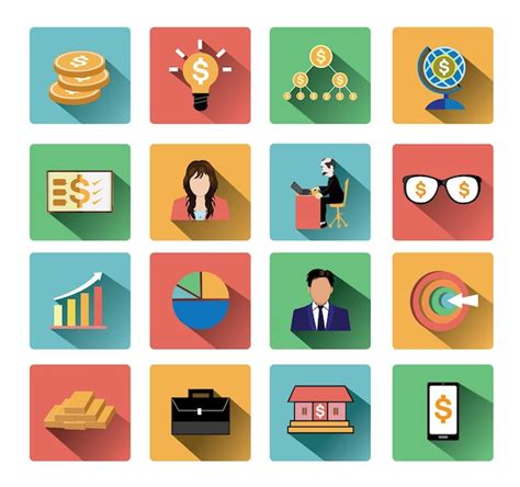 Premium Vector Flat Style Of Business Icons Set