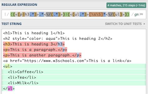 Negation Of Regex For Finding Html Tags And Their Content Java