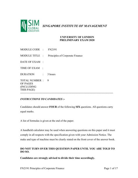 Fn2191 Sim Mock Exam Commentary