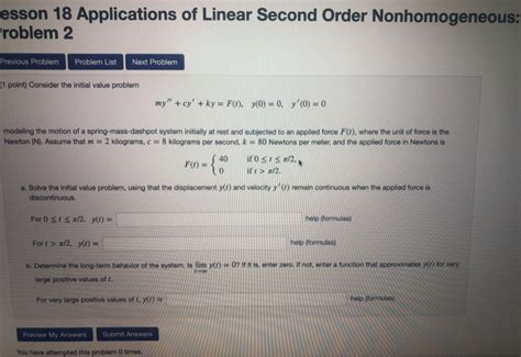 Solved Lesson 18 Applications Of Linear Second Order