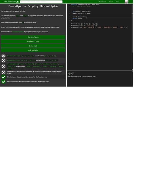 Slice And Splice What Is Wrong With My Solution Javascript The
