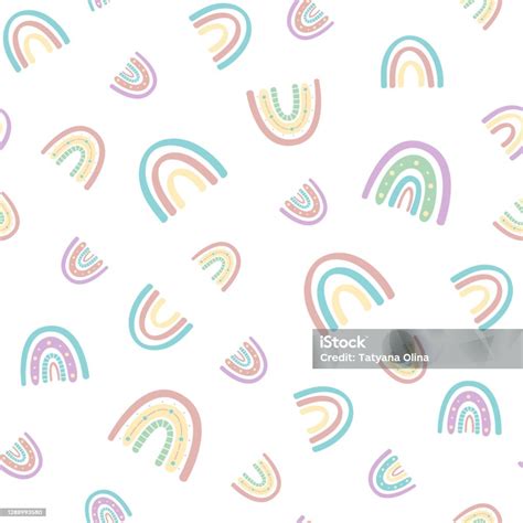 추상 무지개 원활한 패턴 음소거 파스텔 색상의 어린이 패턴 손으로 그린 벡터 그림입니다 섬유 포장 포장지 용 설계 0명에 대한 스톡 벡터 아트 및 기타 이미지 Istock