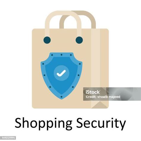 쇼핑 보안 벡터 플랫 아이콘 디자인 그림입니다 흰색 배경에 전자 상거래 및 쇼핑 기호 Eps 10 파일 가방에 대한 스톡 벡터 아트 및 기타 이미지 Istock