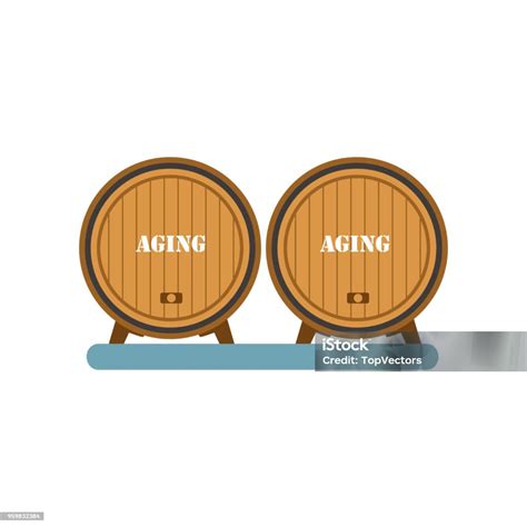 나무로 되는 배럴 와인 과정 흰색 배경에 와이너리 생산 장비 벡터 일러스트 레이 션의 노화 2명에 대한 스톡 벡터 아트 및 기타