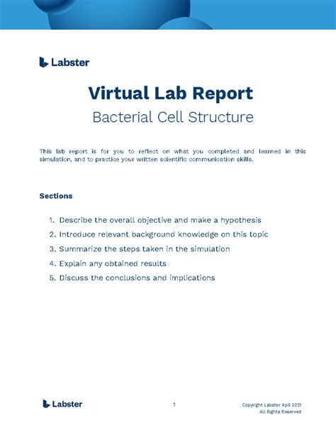 Lab Report W03 Virtual Lab Report Bacterial Cell Structure This Lab Report Is For You To