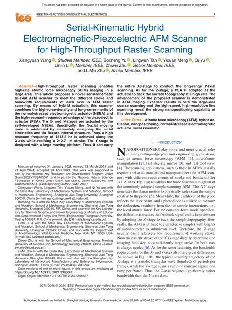 Pdf Serial Kinematic Hybrid Electromagnetic Piezoelectric Afm Scanner