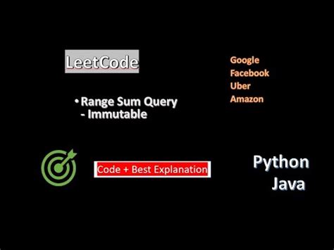 Range Sum Query - Immutable | Leetcode | code + Explanation | Python - YouTube