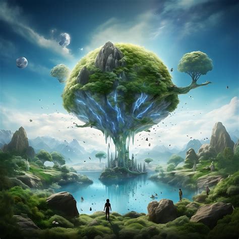 Premium Ai Image 3d Fantasy World Wonderland With Green Nature