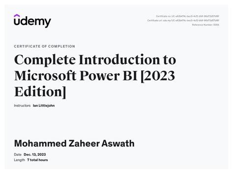 Mohammed Zaheer Aswath On Linkedin Powerbi Udemy Coursecompletion