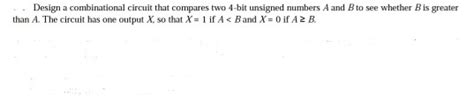 Solved Design A Combinational Circuit That Compares Two Chegg